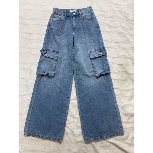 RSQ | Jeans | Rsq Womens High Rise Wide Leg Cargo Jeans Light Wash Blue ...